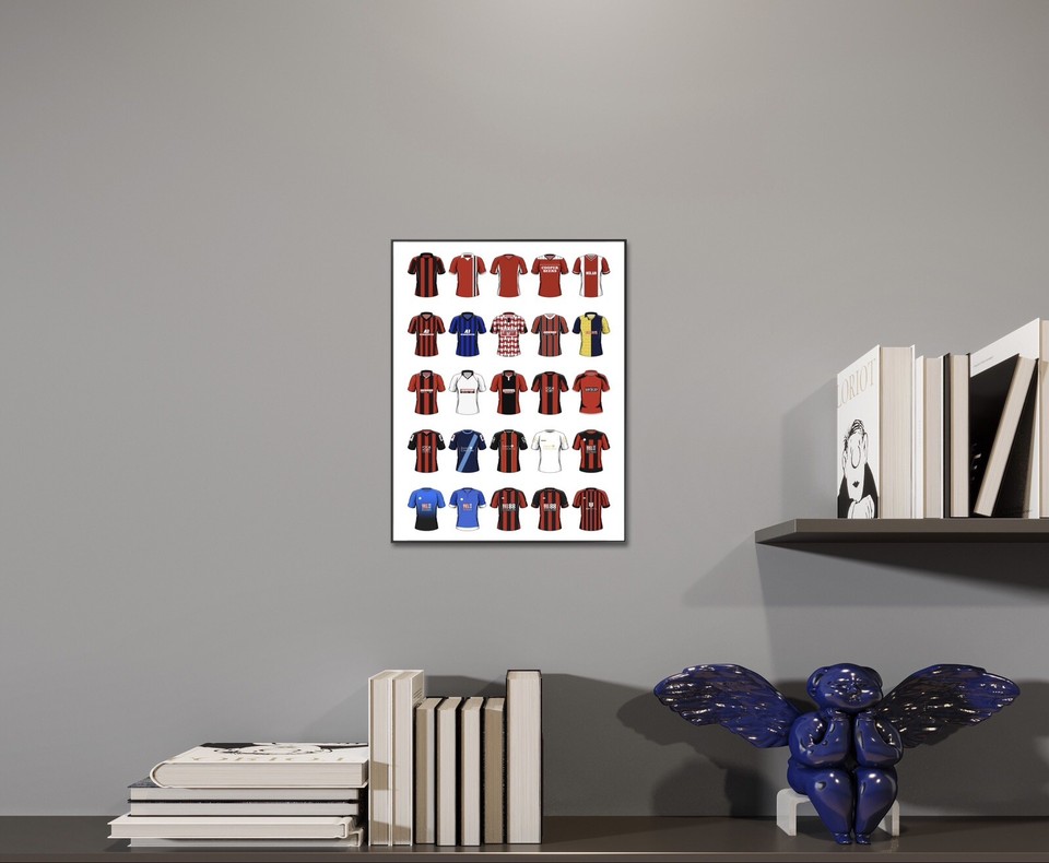 Bournemouth Football Shirts, AFC Bournemouth Football Poster, Retro ...