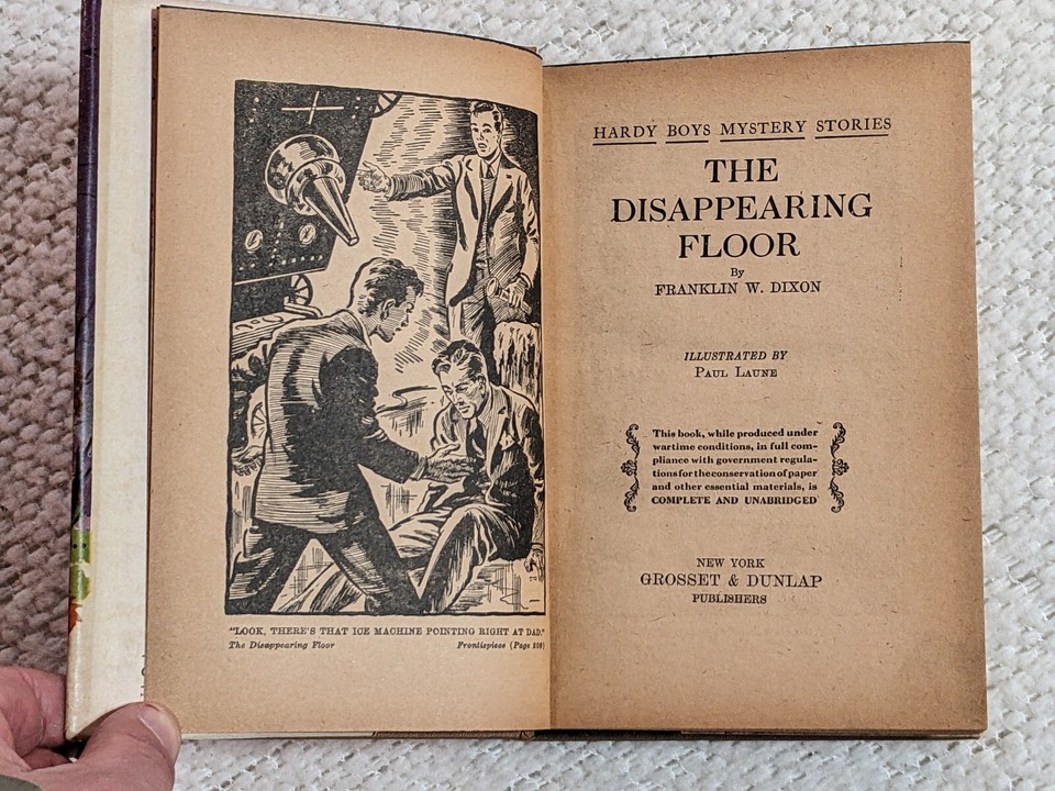 The Hardy Boys #19 The Disappearing Floor Vintage 1944A HC DJ Franklin ...