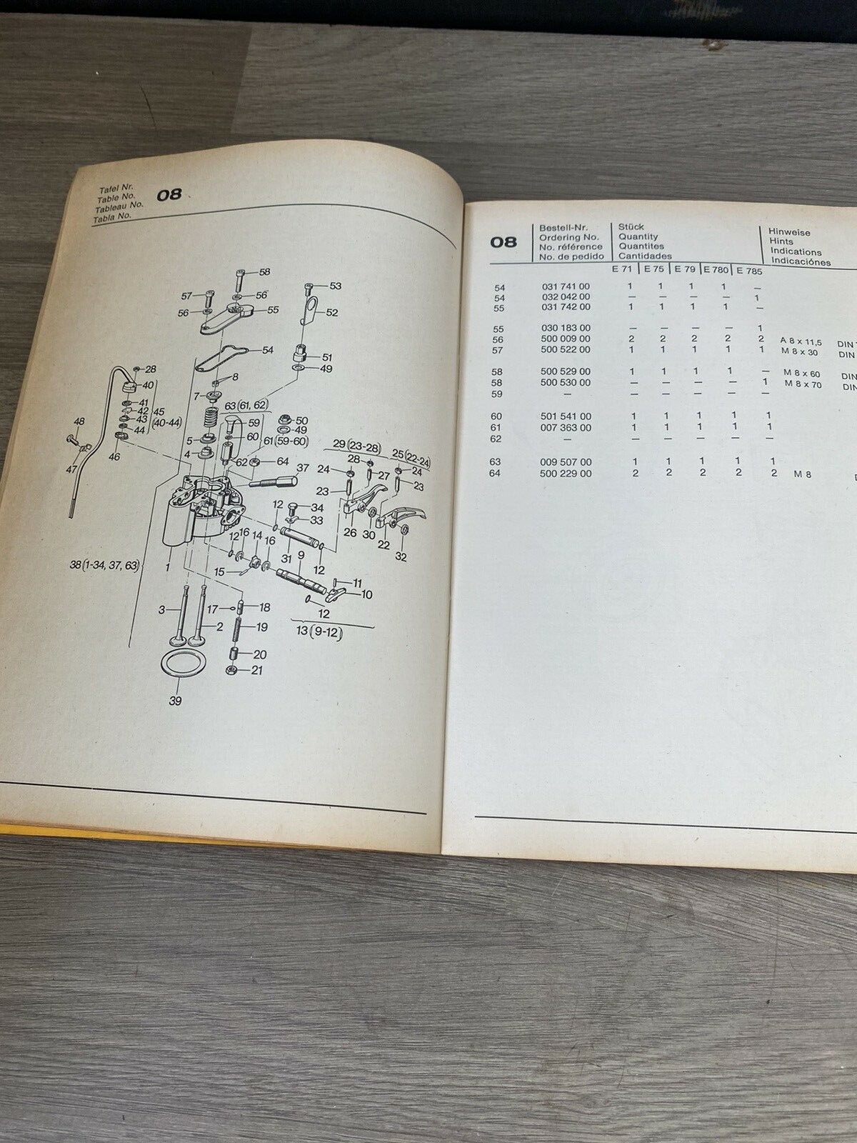 HATZ DIESEL ENGINE E71 E75 E79 E780 E785 SPARE PARTS LIST ORIGINAL NOT ...