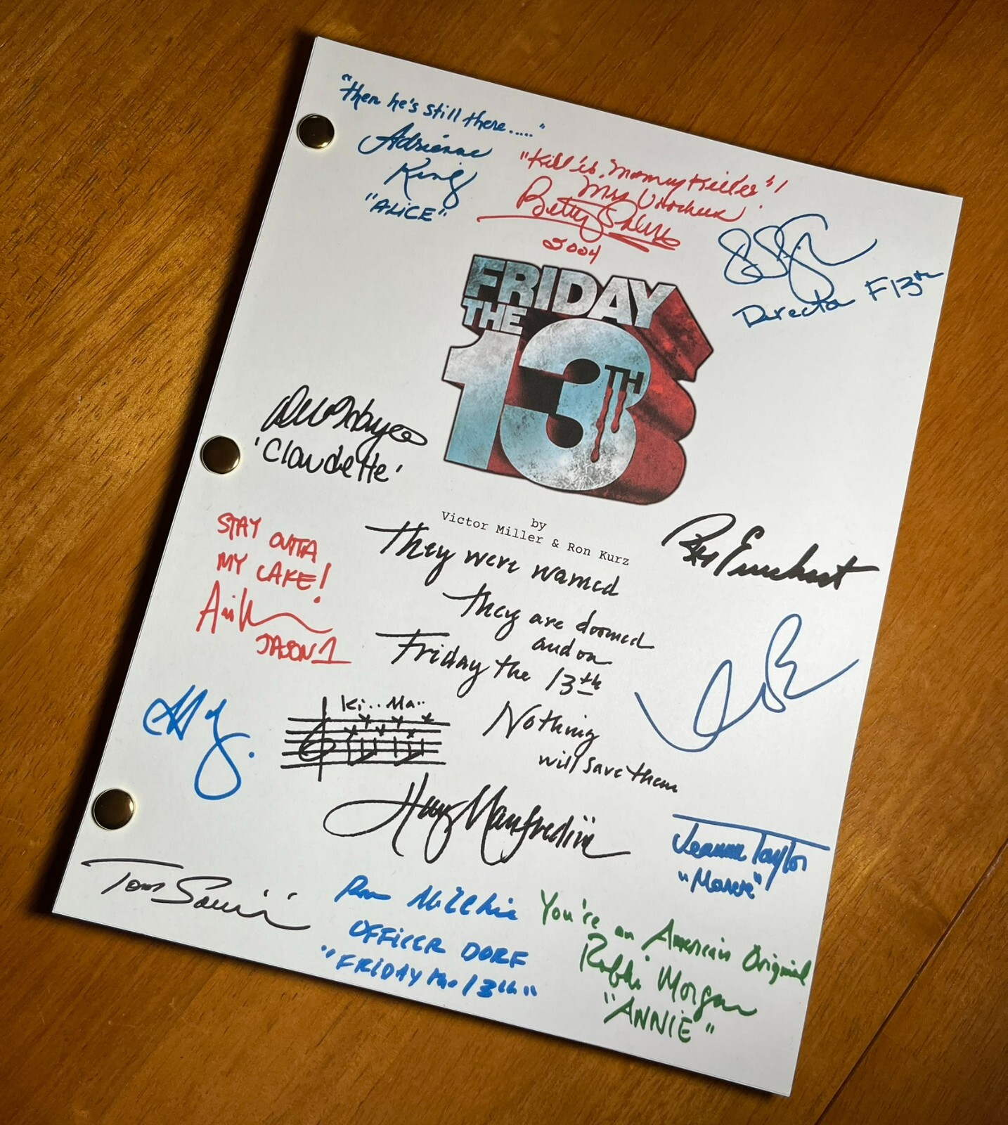 Friday the 13th Script Signed- Autograph Reprints- Jason Voorhees, Mrs ...