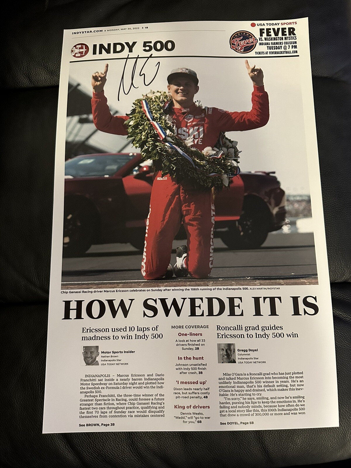 Marcus Ericsson Signed 11 X 17 Poster 2022 Indianapolis Indy 500 ...