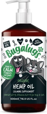 BUGALUGS Dog Calming Hemp Oil Food Supplement Dogs Cats & Pets 500ml ...