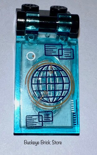 Lego Trans-Light Blue Tile Modified with Clips with GLOBE on Screen ...