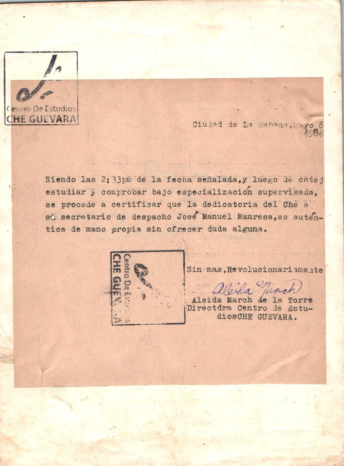 UNSEEN CUBAN ERNESTO CHE GUEVARA SIGNED AUTOGRAPH PORTRAIT 1960s ORIG ...