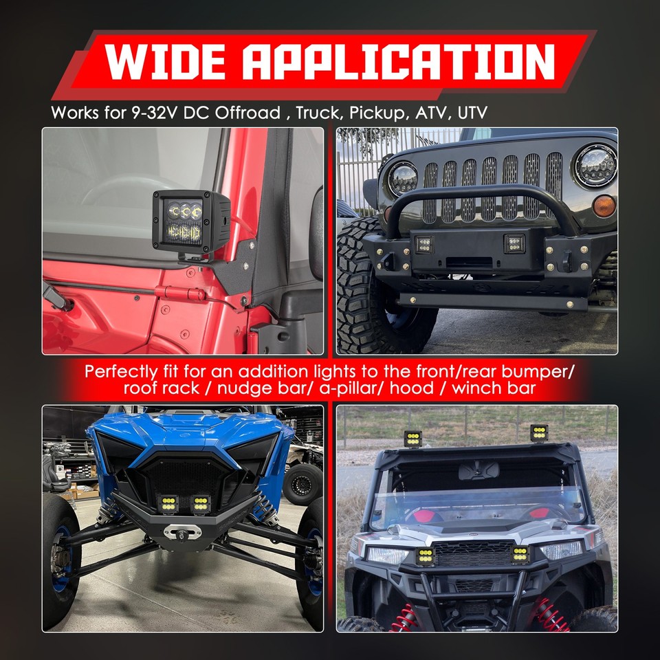 2X 3" 120W Cree LED Cube Spot Pods Work Light Bar Driving Flood Off ...