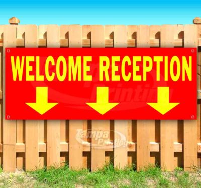 WELCOME RECEPTION DOWN RED/YEL Advertising Vinyl Banner Flag Sign Many ...