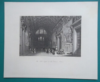 VATICAN Sala Regia Italy Rome - 1860s Antique Print Engraving | eBay