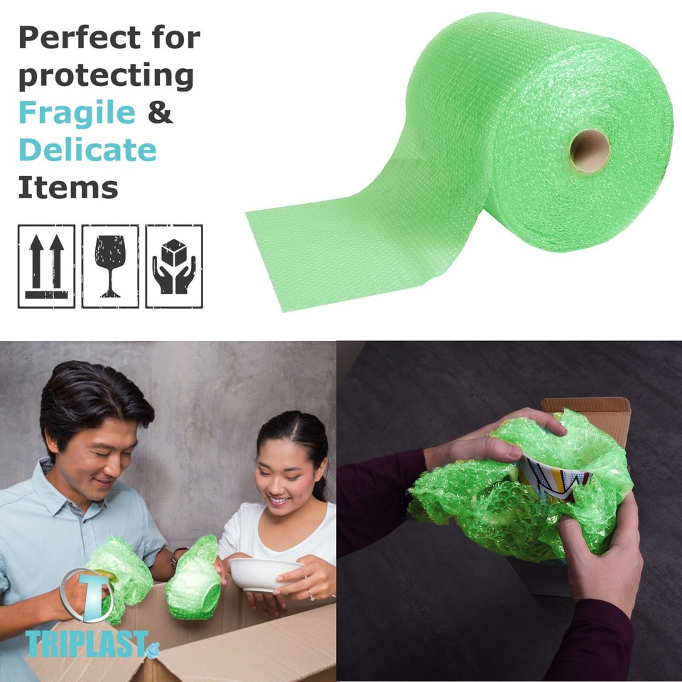BIODEGRADABLE ECO-FRIENDLY BUBBLE WRAP 400mm 500mm 750mm 1500mm - 10M ...