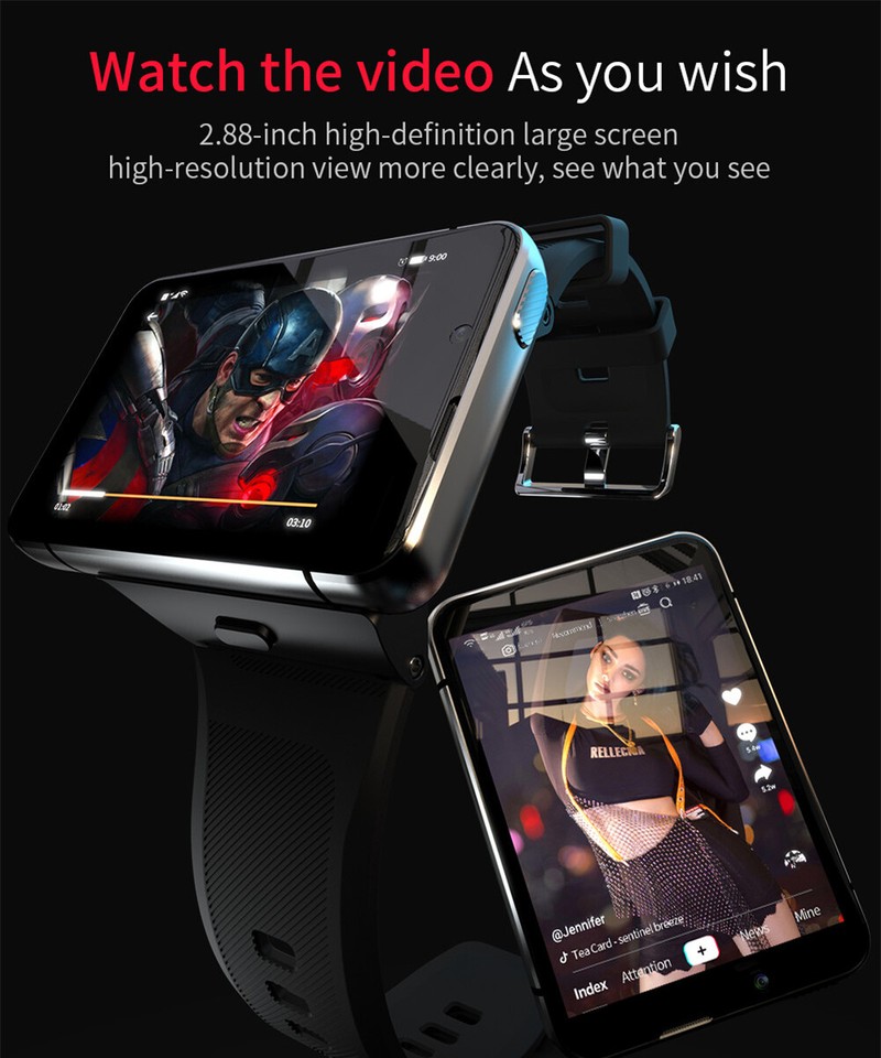 4G Android Smart Watch WiFi Dual Camera 4G RAM+64G ROM for Men Women ...