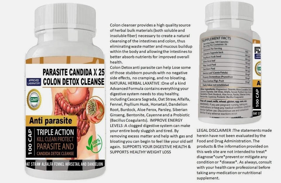 PARASITE DETOX BODY CLEANSE Complex Anti- PARASITE Support Cleanse 100 ...