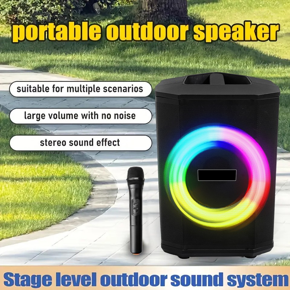 2400W Portable Bluetooth Speaker Powerful Sound Deep Bass 8'' Loud ...