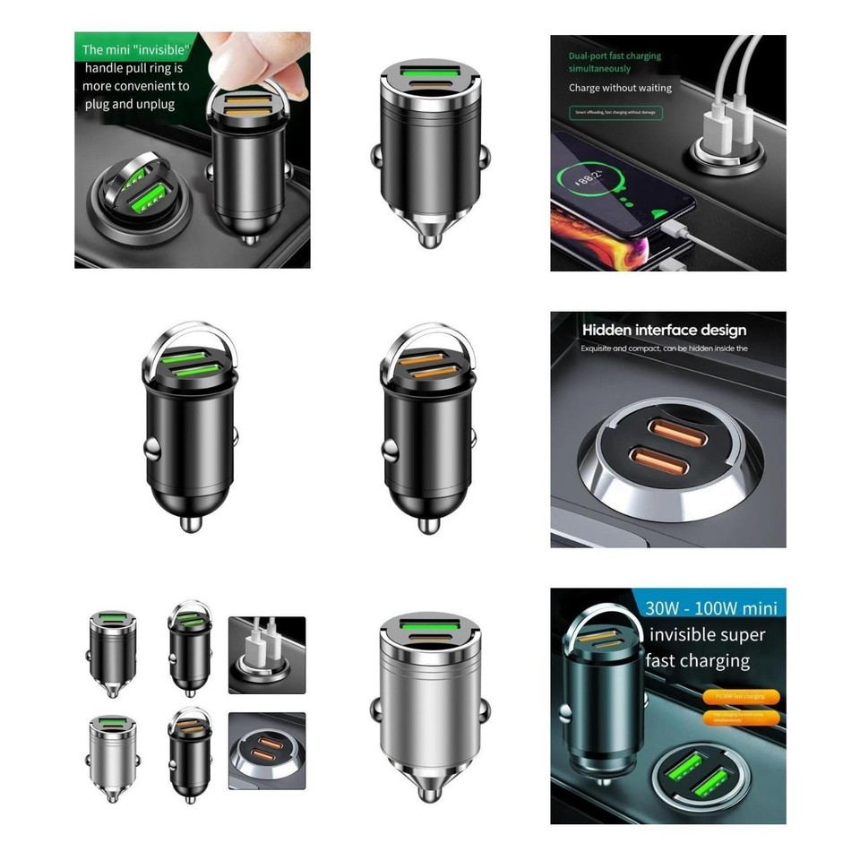 Dual USB Charger Aluminum Charger Built-in Management Chip For Car Use ...