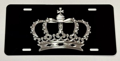 Engraved King King's Crown Car Tag Diamond Etched Vanity Front License ...