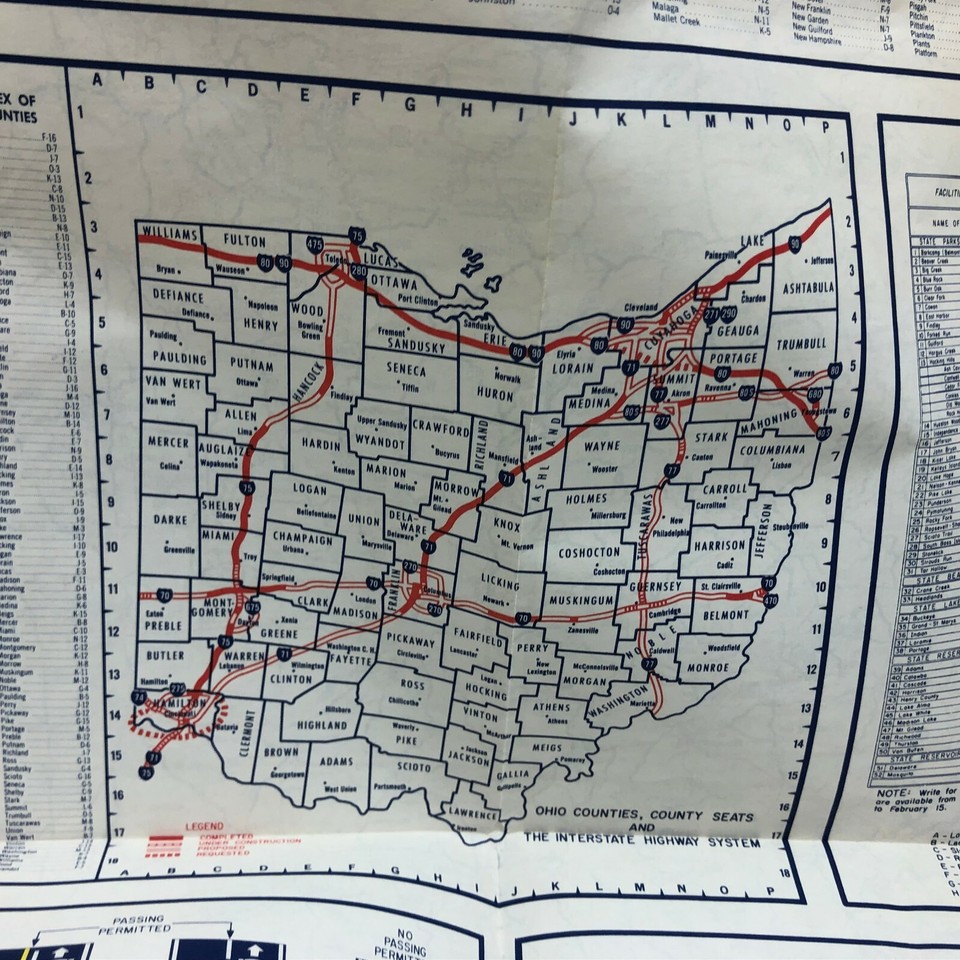 Vintage 1962 Ohio Map Fold Out Highway Map | eBay