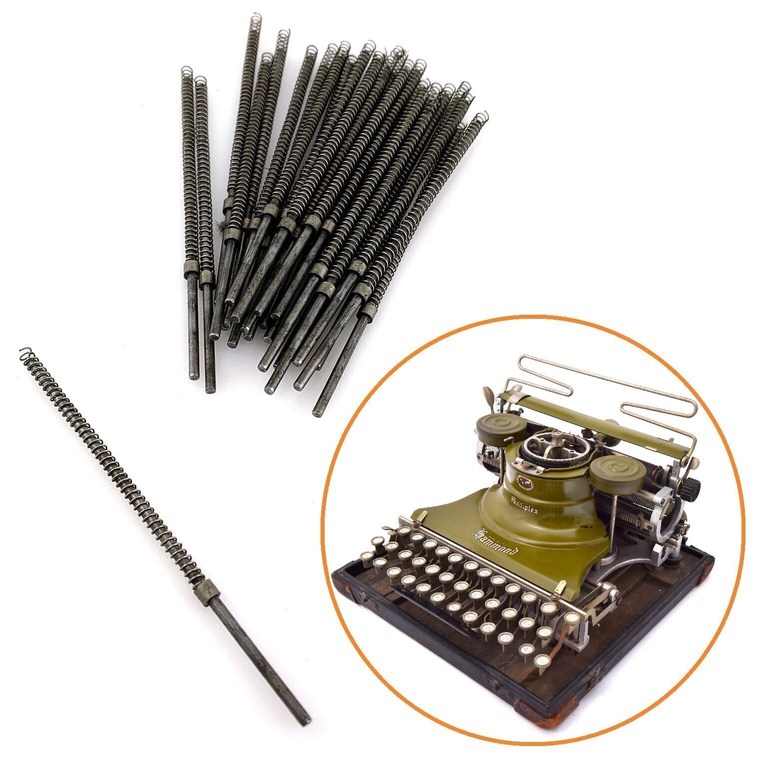 One (x1) Rod & Spring for Hammond Multiplex Typewriter Antique Vtg Part ...