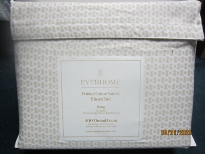 Everhome Printed Cotton Sateen Peyote Sheet Set Size King 400 Thread ...