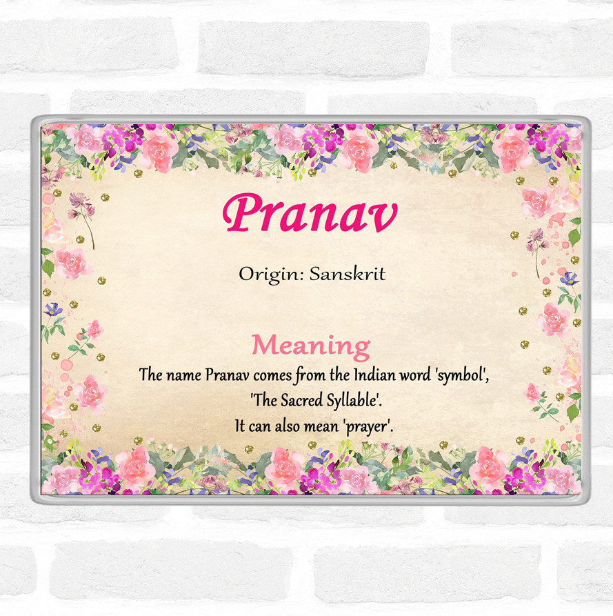 Pranav Name Meaning Jumbo Fridge Magnet Floral | eBay UK