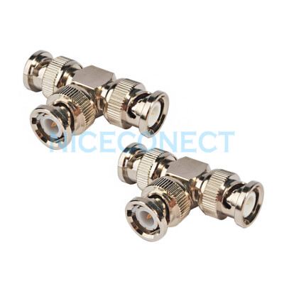 1x BNC Male Plug to Dual BNC Male Plug "T" Type 3 Way Adapter Coaxial ...
