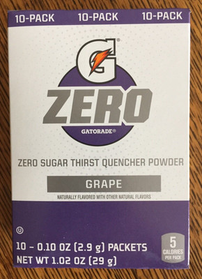 Gatorade G Zero Sugar Free Powder Sticks GRAPE 0.10 oz Packets, New ...