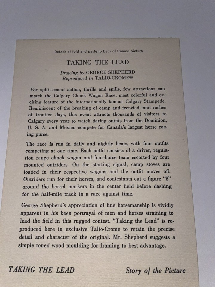 Chuck Wagon Race , Taking The Lead. George Shepard. 18”X 15” Pro Framed ...