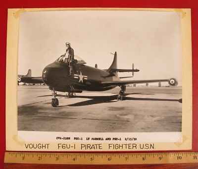 VINTAGE PHOTOGRAPH VOUGHT F6U-1 PIRATE FIGHTER USN US NAVY MILITARY ...