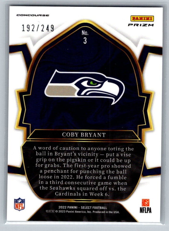 2022 Panini Select #3 Coby Bryant Tri-Color Prizm 192/249 | eBay