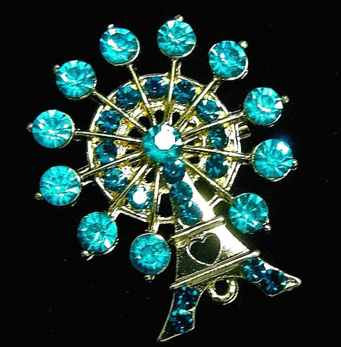 Blue FERRIS WHEEL Rhinestone CIRCUS Amusement Park Eiffel Tower ...