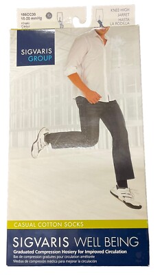 Sigvaris Men's Khaki Casual Cotton Graduated Compression Knee Socks ...