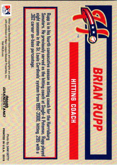 2019 Grandstand Harrisburg Senators #NNO Brian Rupp | eBay