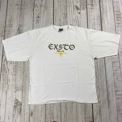 EXSTO DENIM WHITE T-SHIRT GRAPHIC HIP HOP STREETWEAR RAP MENS 3XL ...