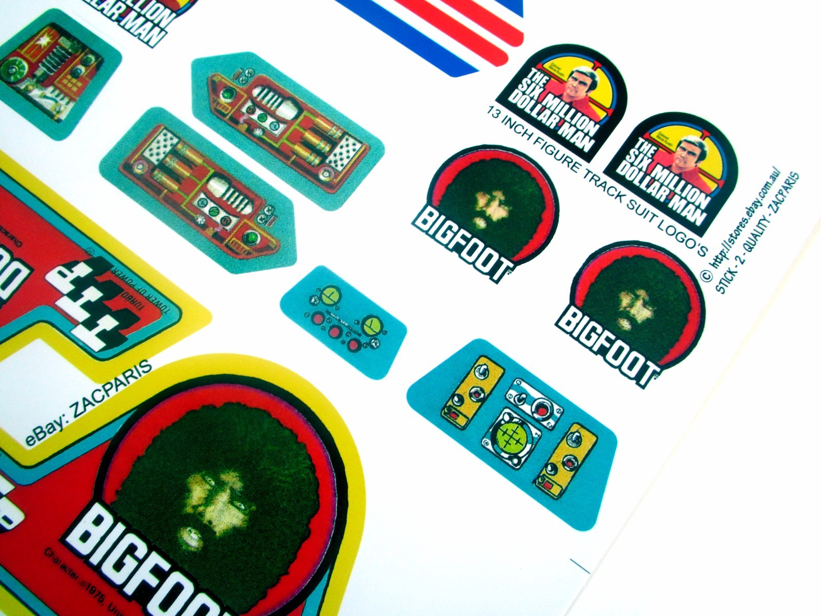 CUSTOM STICKERS for BIONIC DUAL LAUNCH DRAG SET SIX MILLION DOLLAR MAN ...