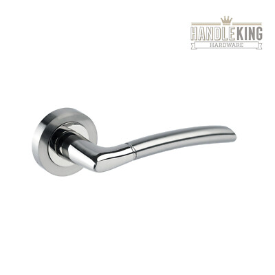 Modern Internal Chrome Door Handles Set on Rose - Duo Polished & Satin ...