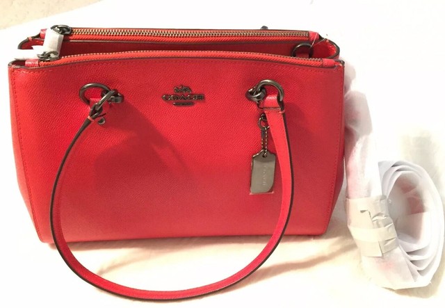 Coach Etta Carryall Crossgrain Leather Deep Red 76938 for sale online ...