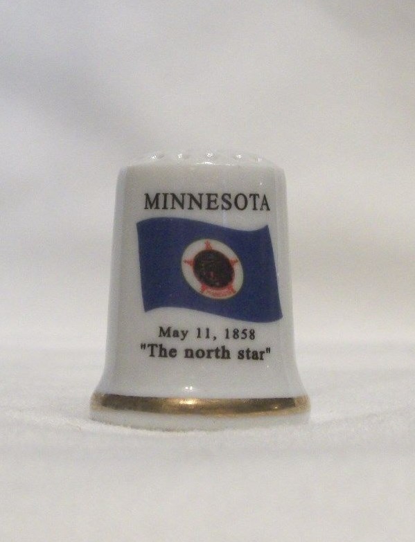 Porcelain Thimble of State Flag, Motto, Bird and Flower – Minnesota | eBay