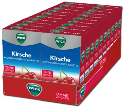 Wick Halsbonbons Kirsche & Eukalyptus Bonbons 20 Boxen je 46g | eBay
