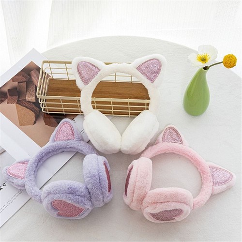Soft Furry Outdoor Ear Covers Headband Cat Ears Foldable Ear Muffs for ...