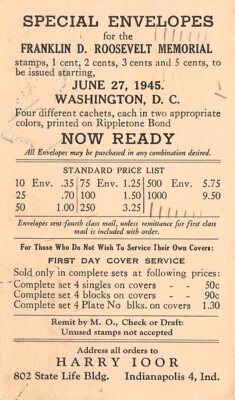 First Day Cover Service Envelopes Harry Ioor Indianapolis Ind | eBay