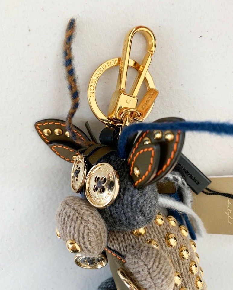 $395 Burberry Mable The Donkey Studded Leather Bag Charm Stuffed Animal ...