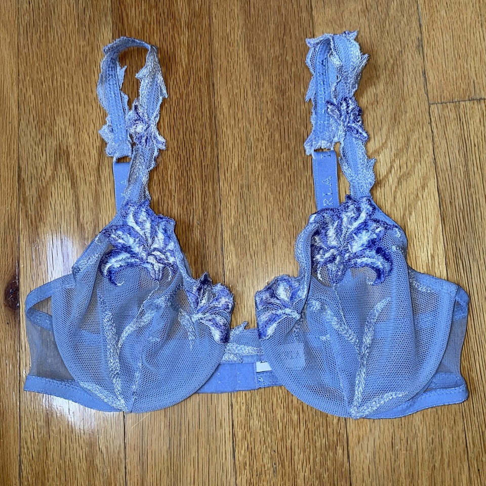 Vintage Y2K La Perla Italy Lilac Sheer Mesh Floral Lace Embroidery Bra ...