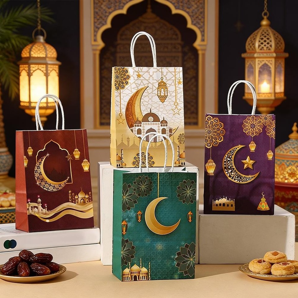 Kraft Paper Bags, Moon Festival Gift Bag Candy Tote Bag A0G6 | eBay UK