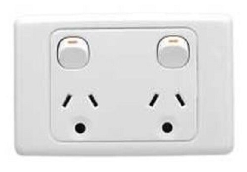 Clipsal 2000-SERIES TWIN SWITCHED SOCKET 1-Pole 10A 250V 3-Pin Round ...