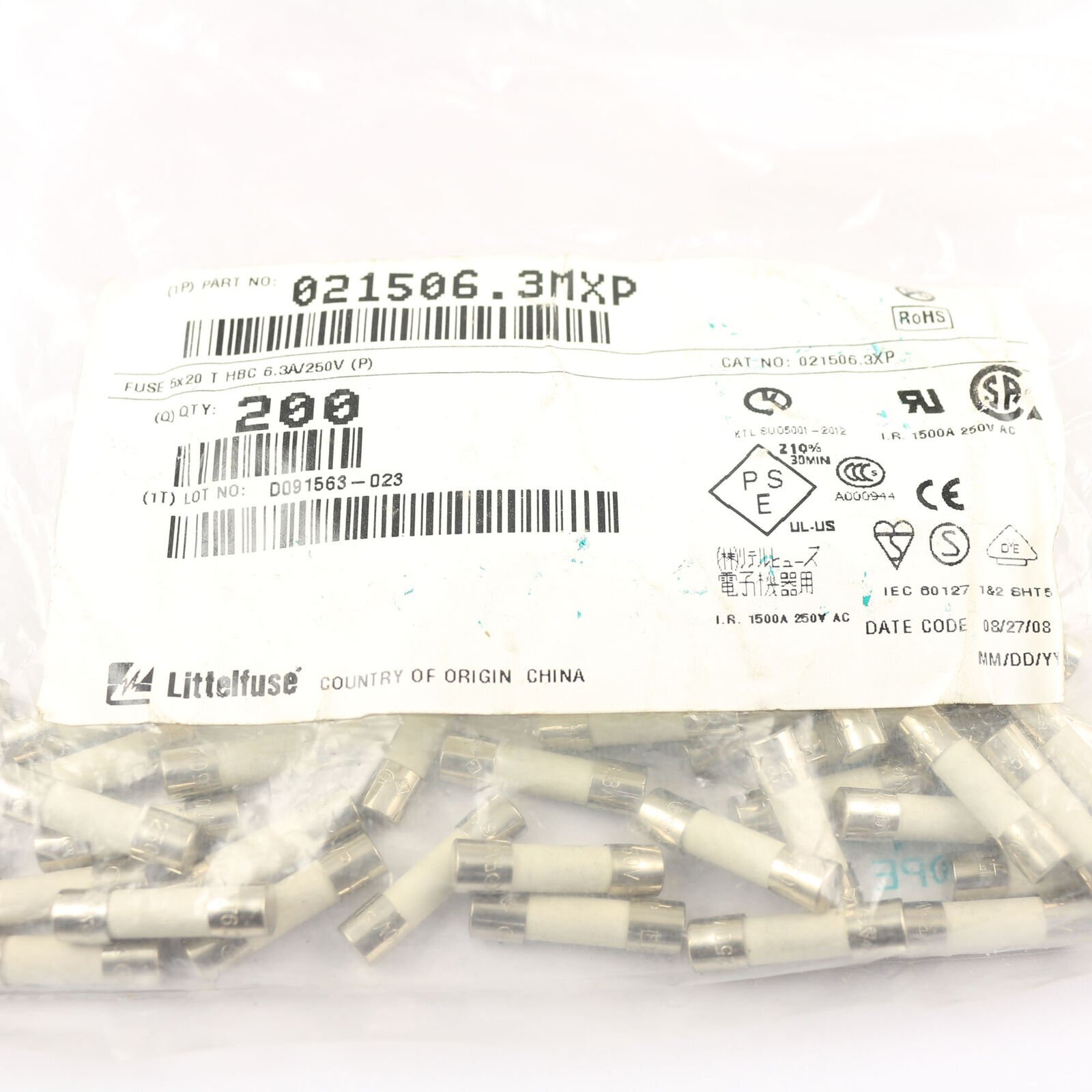 5x Littelfuse 5x20mm Slow Blow Ceramic Fuse 250V T 1.6A 2A 3.15A 4A 6 ...