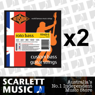 2x Rotosound RB40-5 Rotobass Nickel Roundwound 5-String Bass Strings 40 ...
