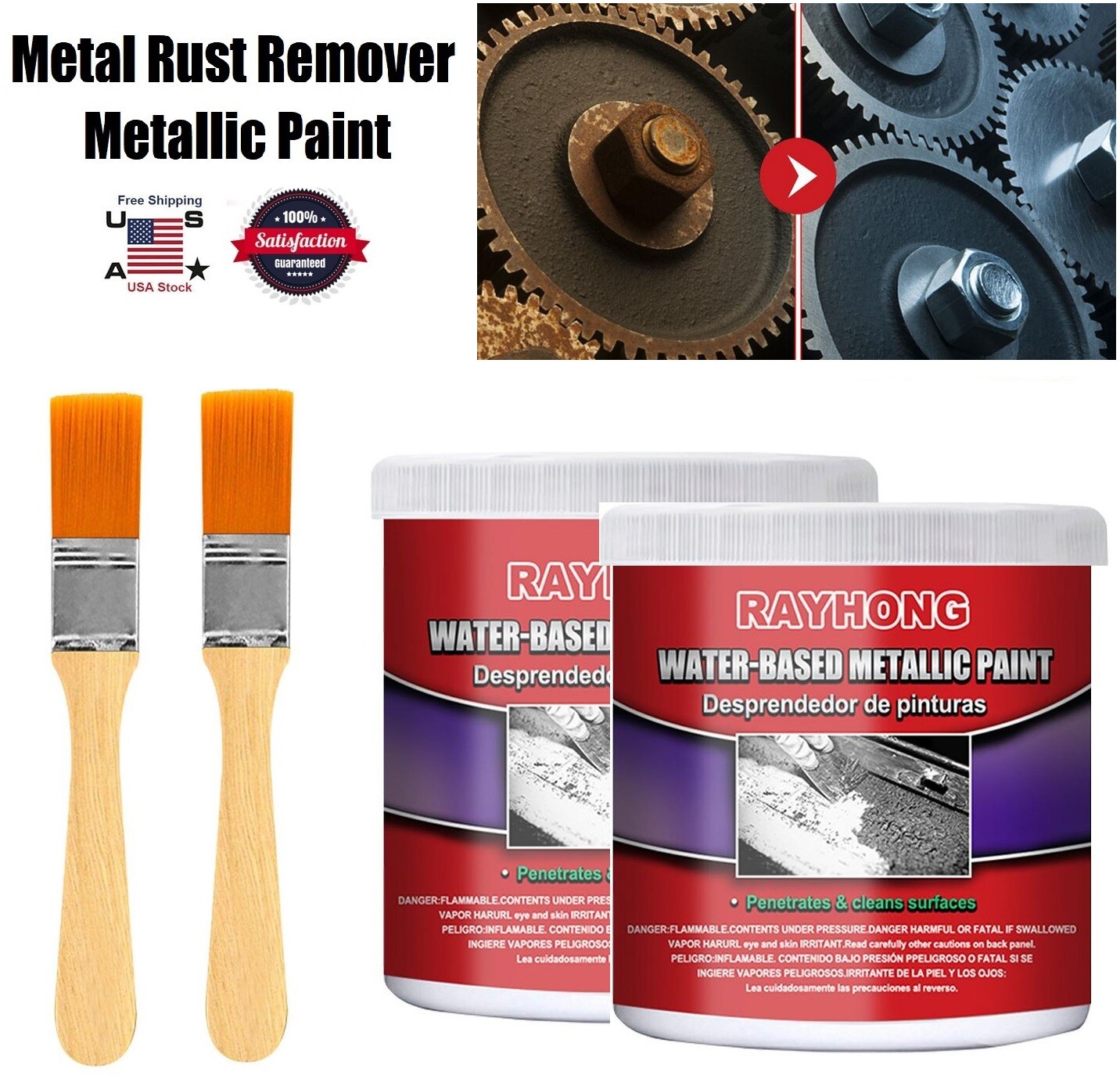 2 PACK Metal Rust Remover Water-based Metallic Rust Conversion Agent ...