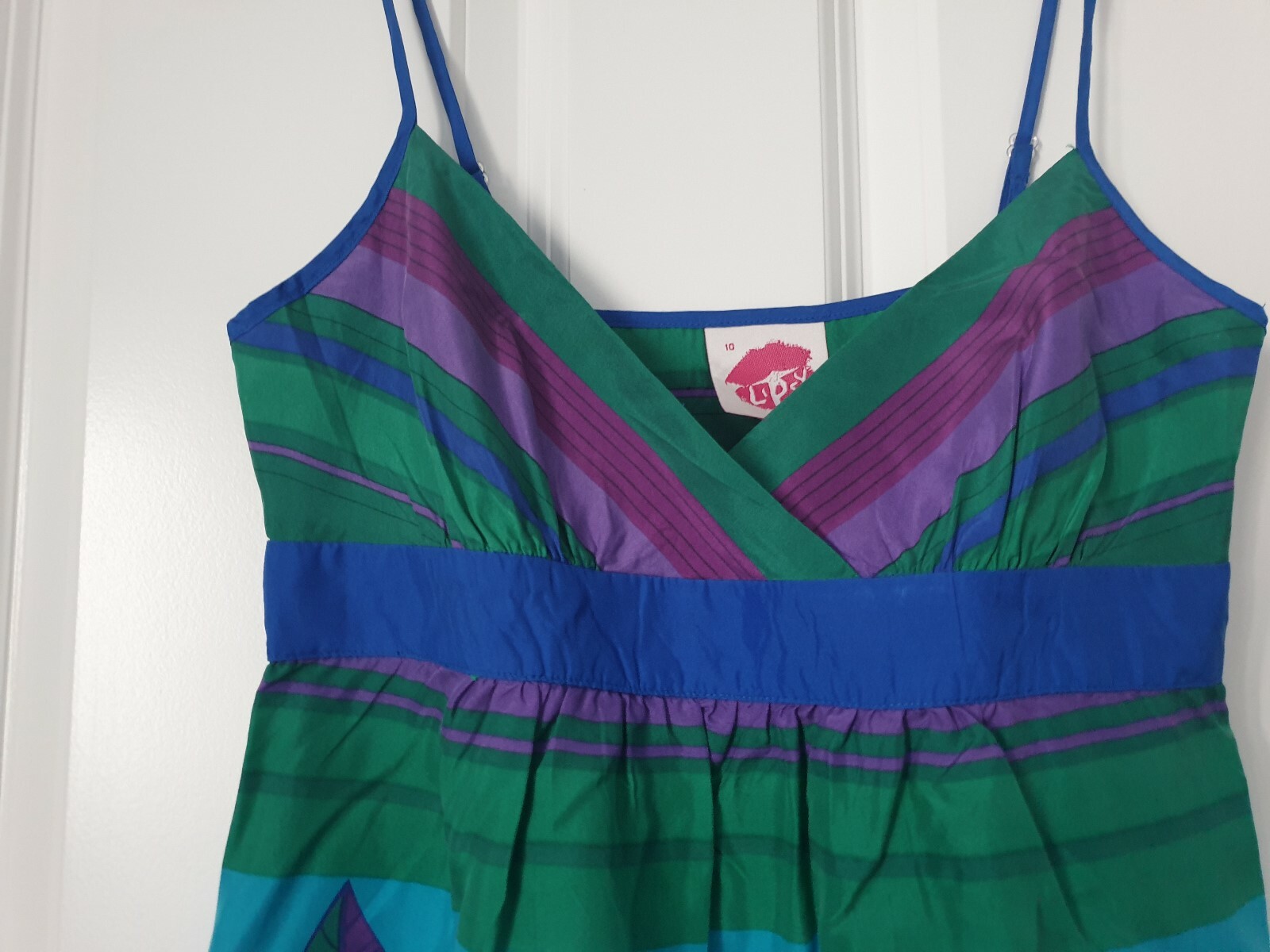 LIPSY BLUE GREEN PURPLE FLOWER PRINT SILK STRAPPY V-NECK SUMMER TUNIC ...