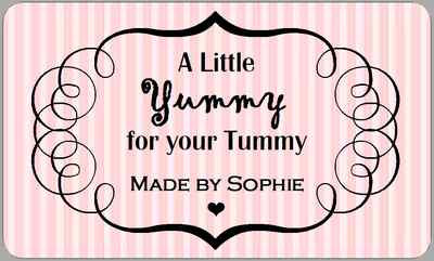 Yummy for your Tummy Pink Candy Stripe Labels Made By Retro Sweet Jar ...
