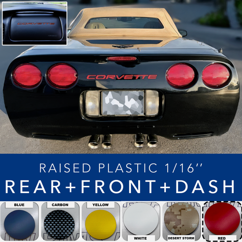 SET OF 3: FRONT + REAR + DASH 1/16'' RED RAISED LETTERS FOR C5 CORVETTE ...