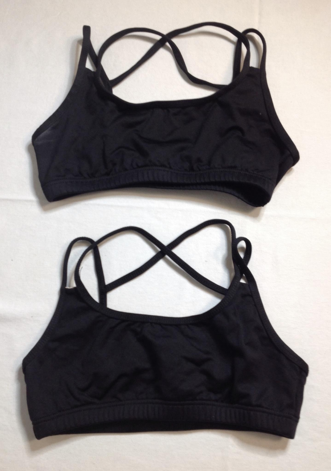 MotionWear solid black dance tops sports bra lot of 2 LC large Child 12 ...