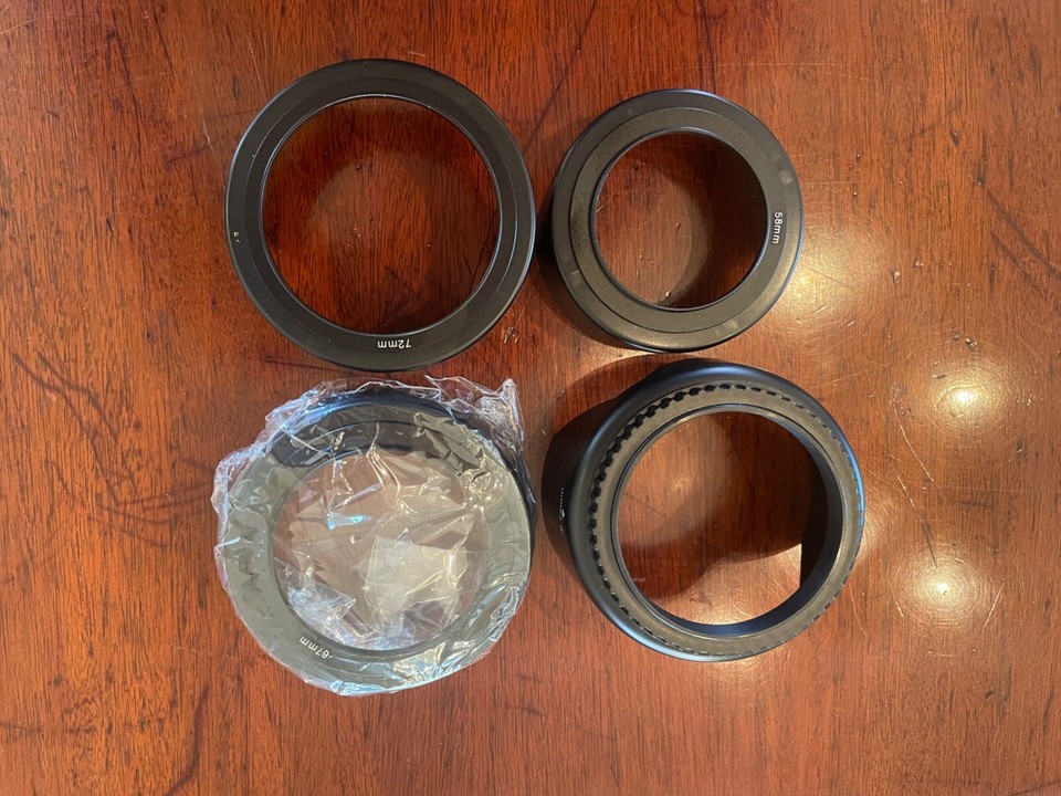 Set of 4 Tulip Camera Threaded Lens Hoods -72mm, 72mm,67mm and 58mm ...