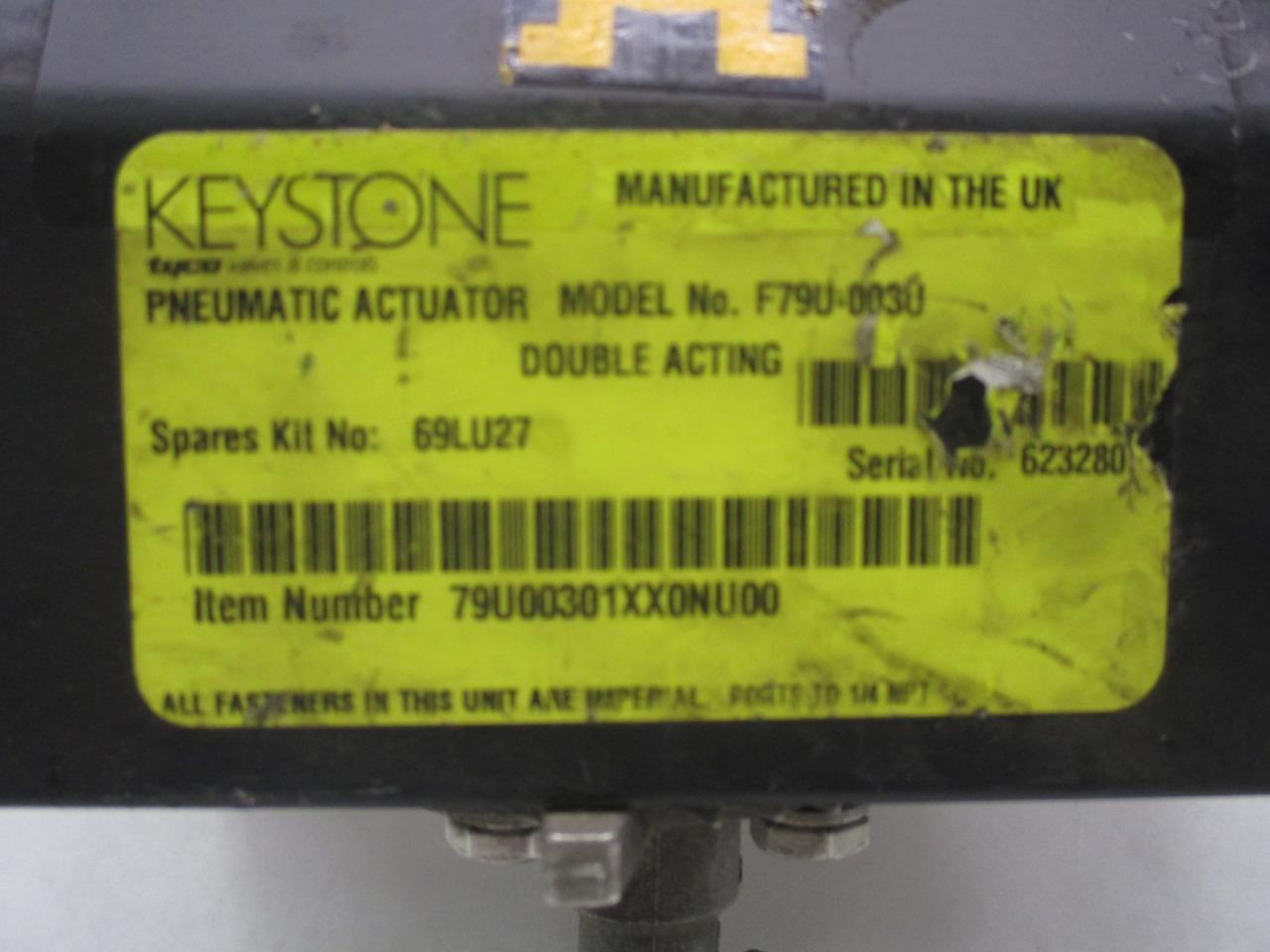 Keystone Model F79U-003U Double Acting Pneumatic Actuator w/ Butterfly ...